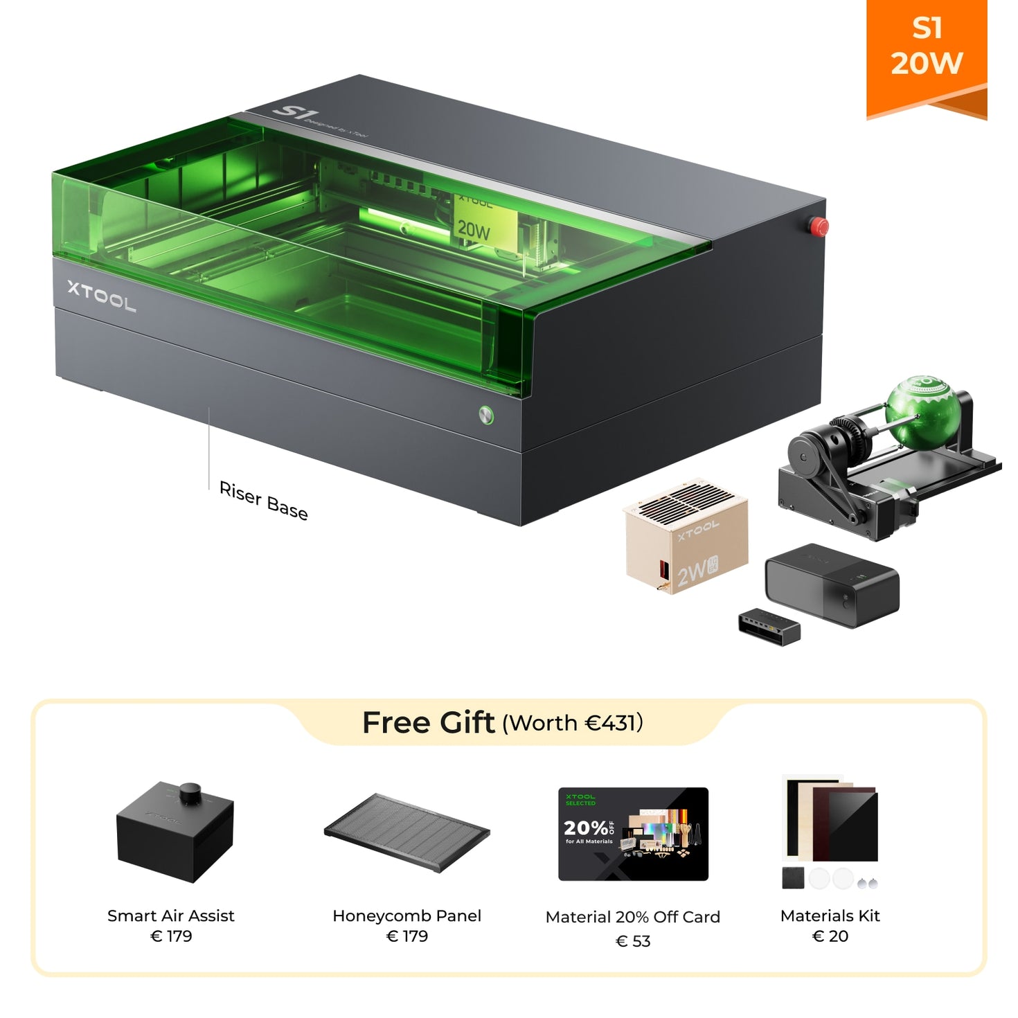 xTool S1 Blue + 1064nm IR Laser Kit: Enclosed Diode Laser Engraver & C