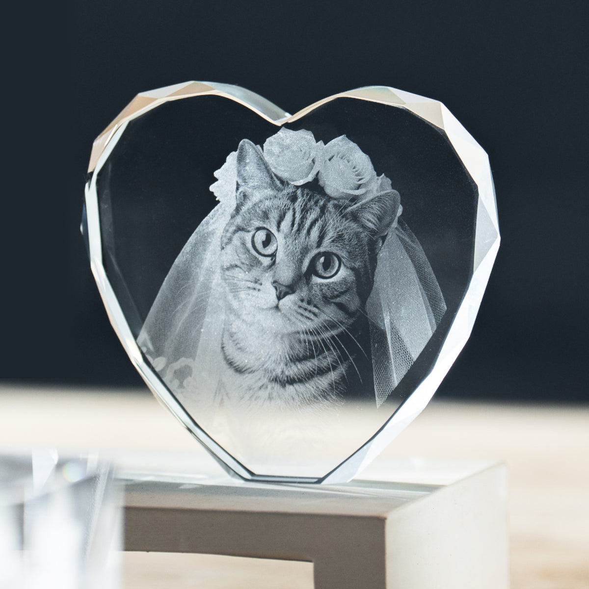 K5 Crystal Faceted Heart-Shaped Ornament (3pcs)