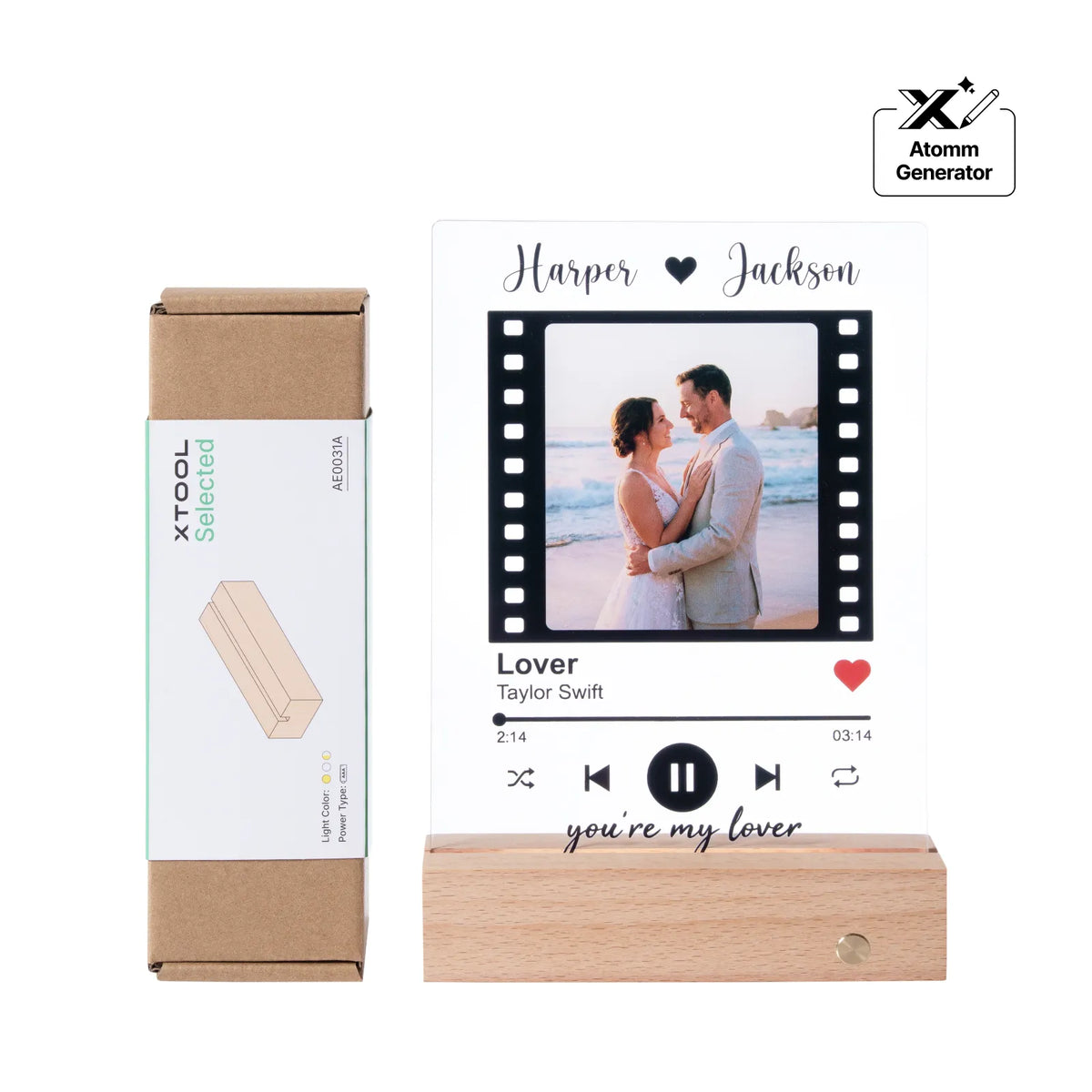 Rectangular Rubber Wood LED Light Base with Open Slot