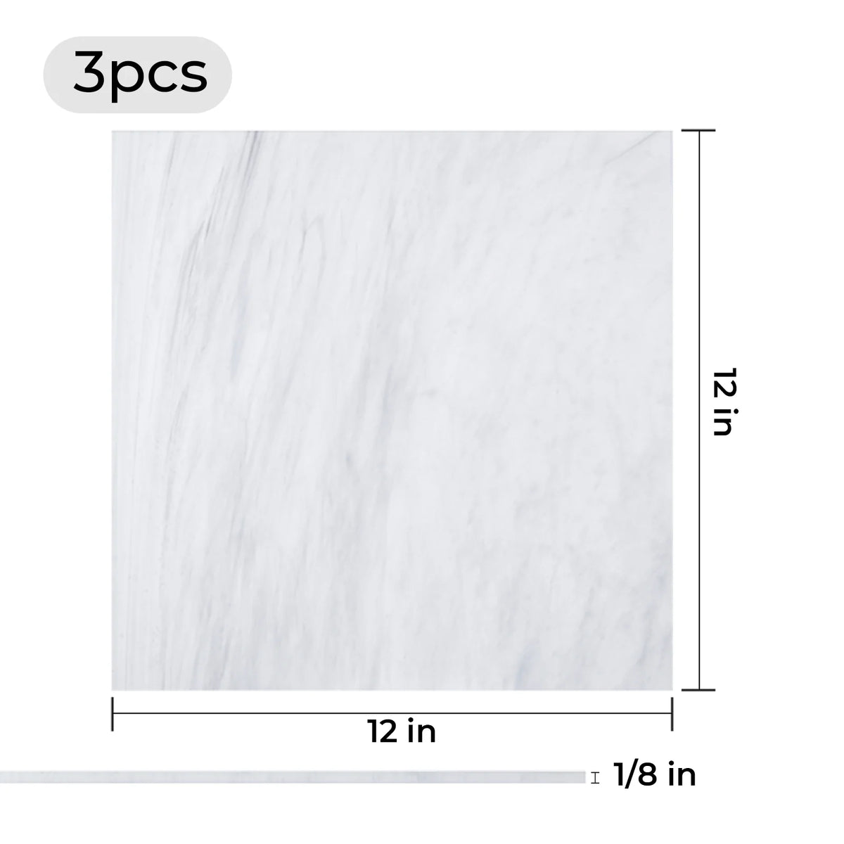 1/8" White Gray Marble Acrylic Sheet Plexiglass (3pcs)