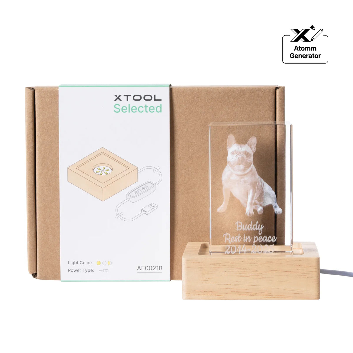 Square Rubber Wood LED Light Base with Groove